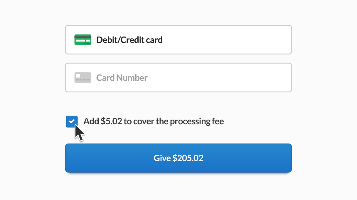 Cover The Processing Fee Planning Center